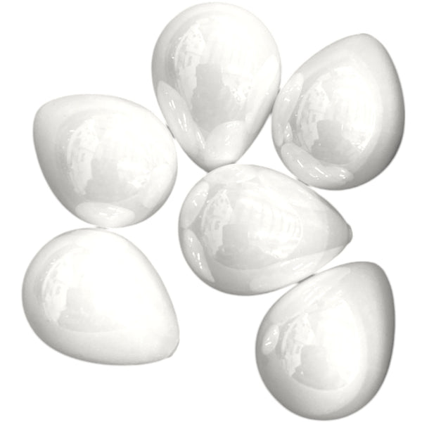12 X 16 MM WHITE TEAR DROP - 6 PCS – All About Beads