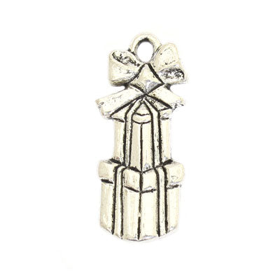 PRESENT CHARM 28 MM SILVER- 15 PCS – All About Beads