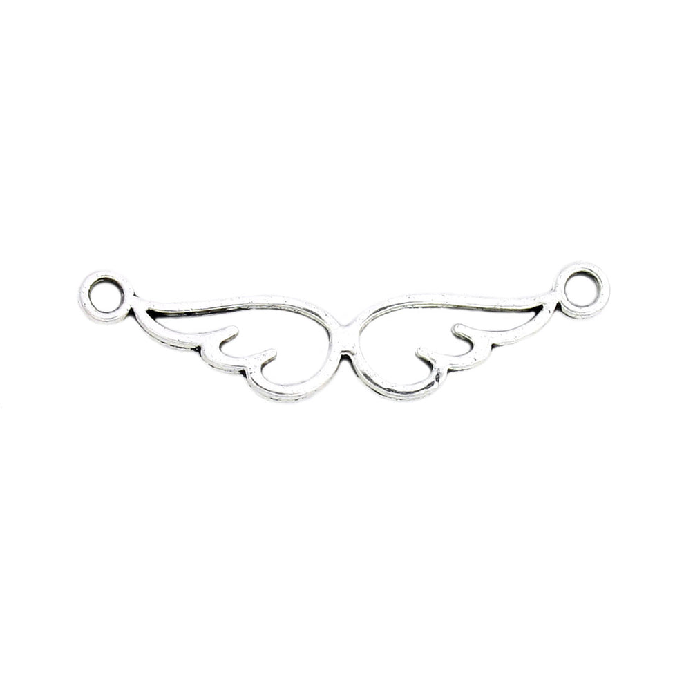 30 X 7 Mm Silver Angel Wings Connector - 30 Pcs – All About Beads